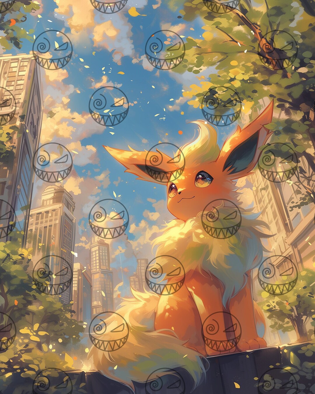 Eeveelution Flareon Anime Art, Bedroom Art, Gamer Home Decor, First ...