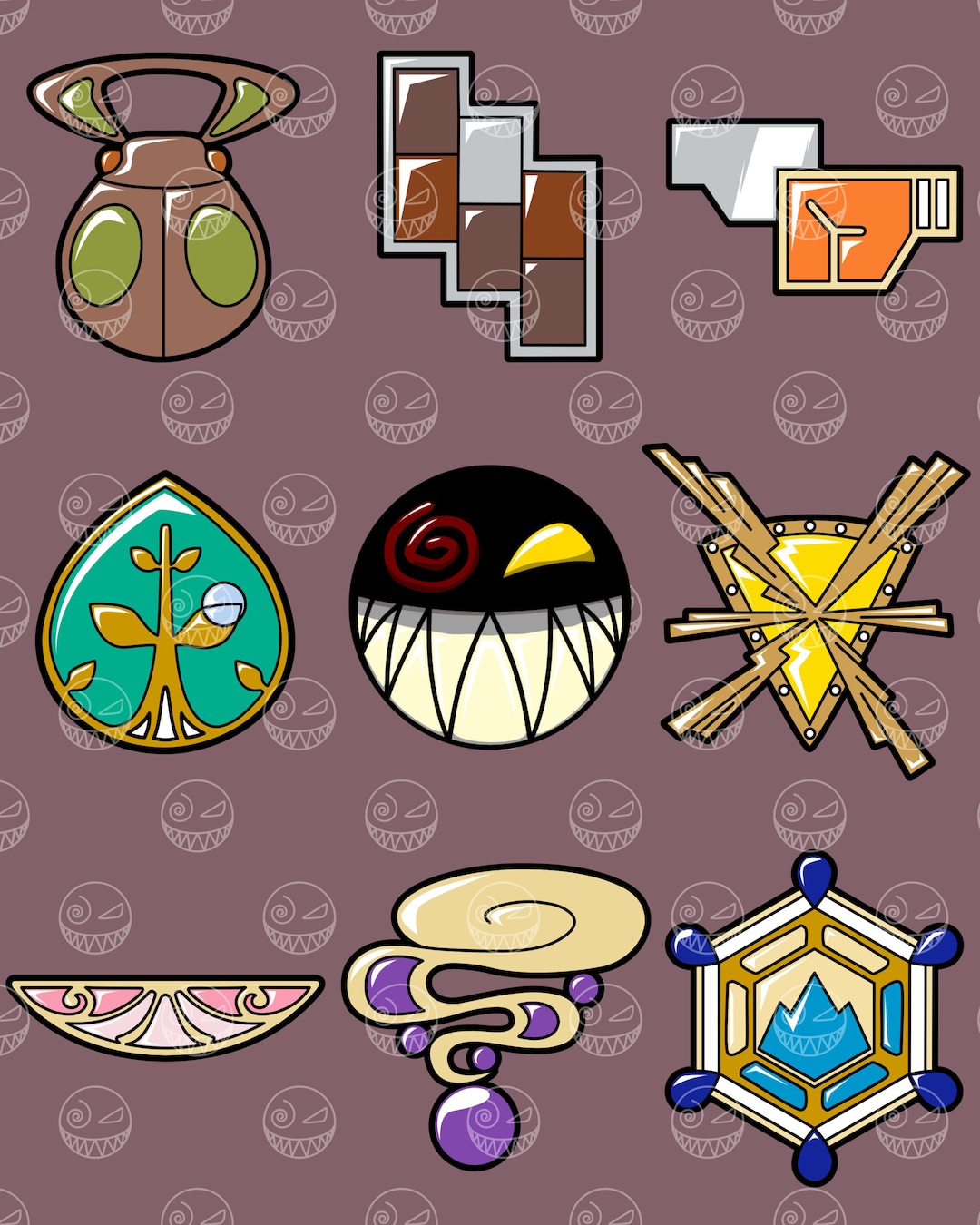 Kalos League Badges SVG, PNG, EPS for Vinyl Cutters - Pokémon Gym ...