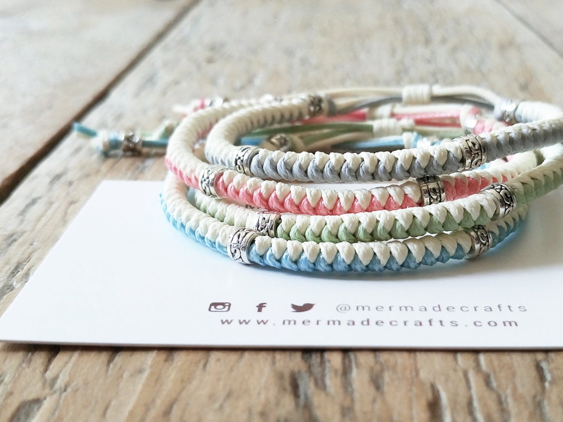 Multi Coloured Macrame Bracelet - Duo Colour Pastel Combo - Adjustable ...