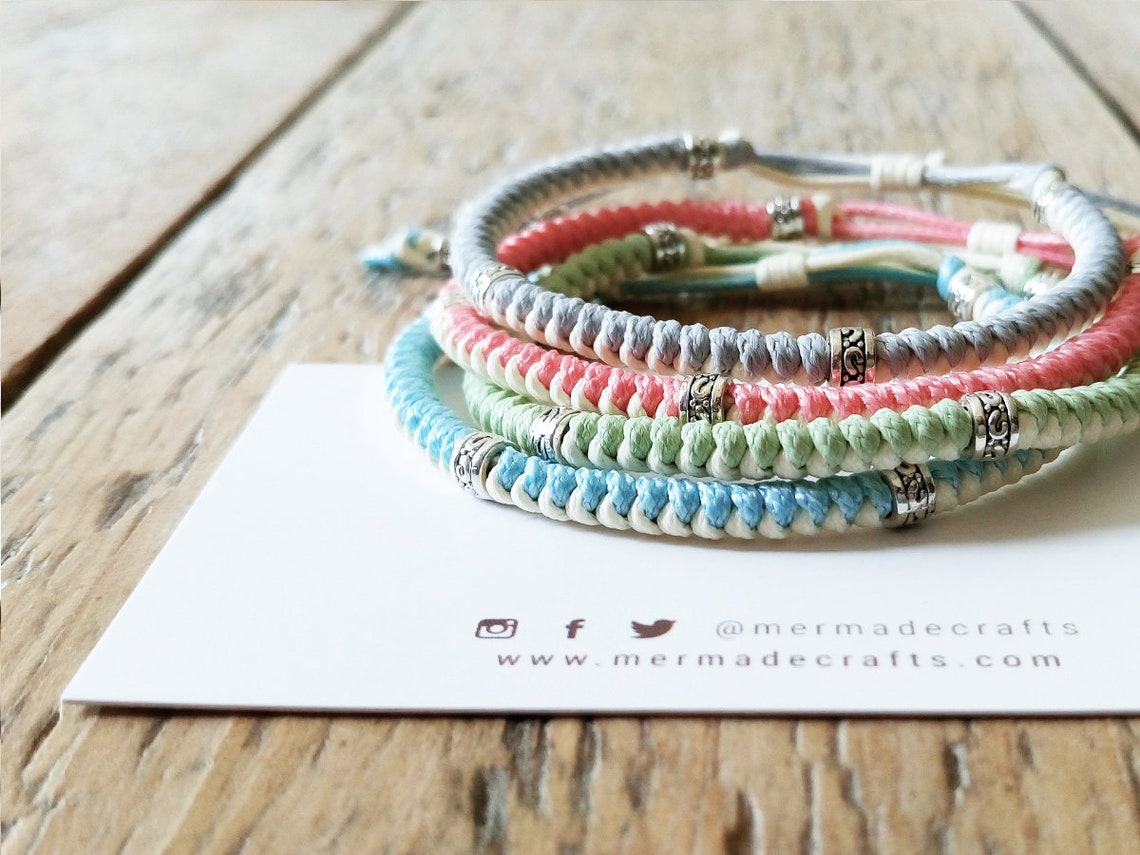 Multi Coloured Macrame Bracelet - Duo Colour Pastel Combo - Adjustable ...