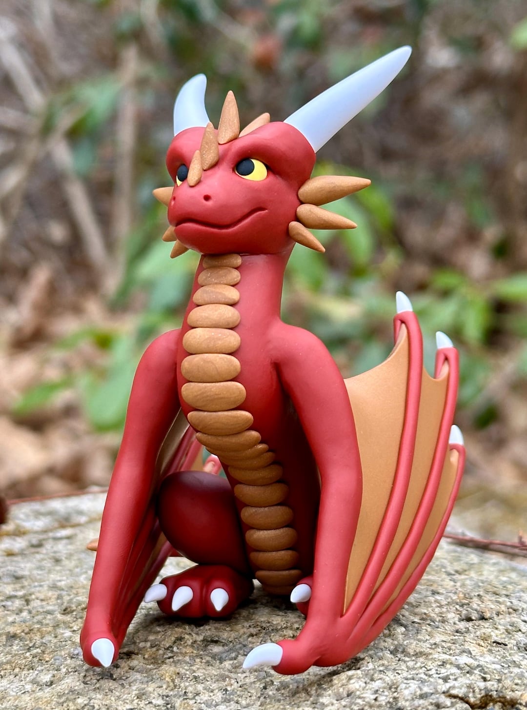 Red Gold Polymer Clay Handmade Dragon Wyvern Sculpture - Etsy