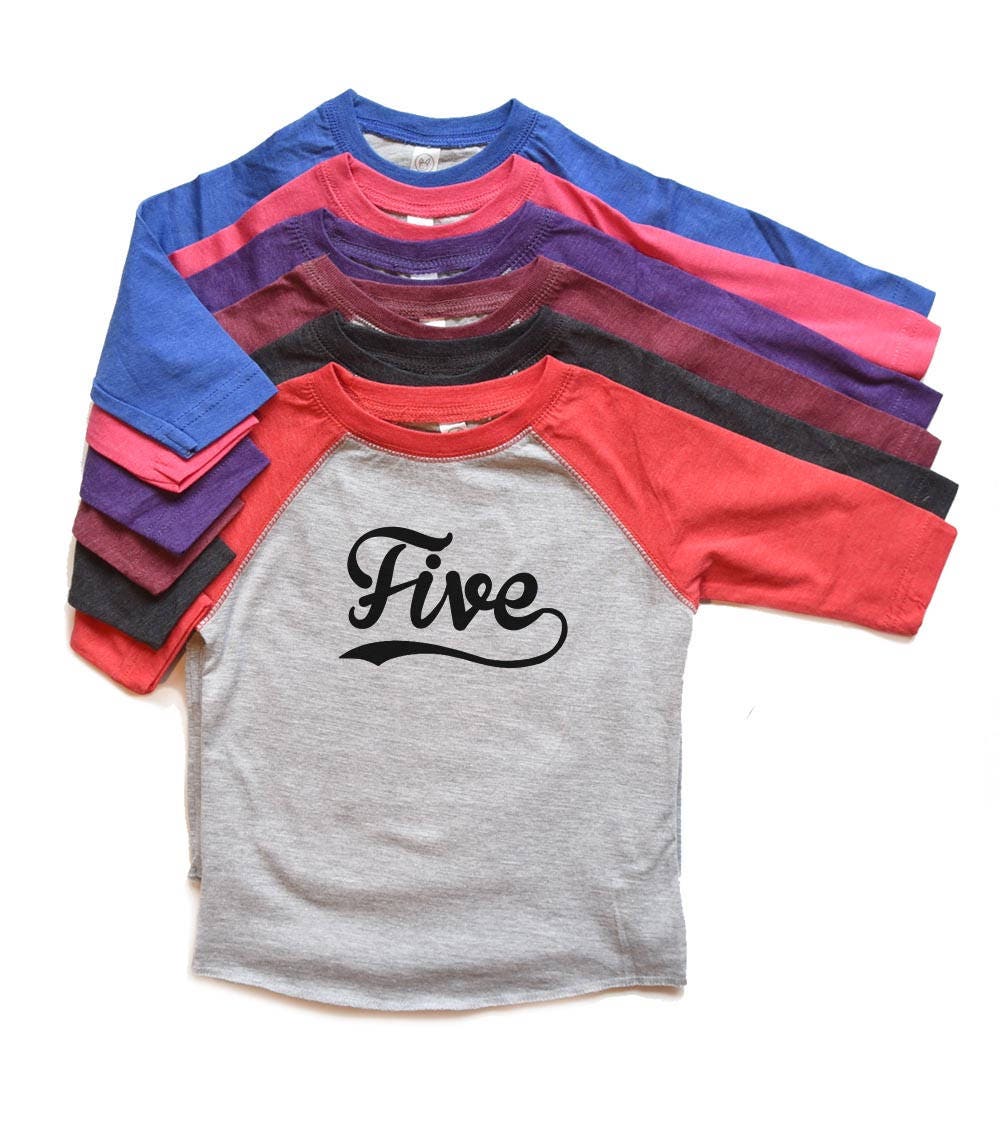 Five Raglan Tee Boy/girl 5th Birthday Shirt Toddler Fifth | Etsy