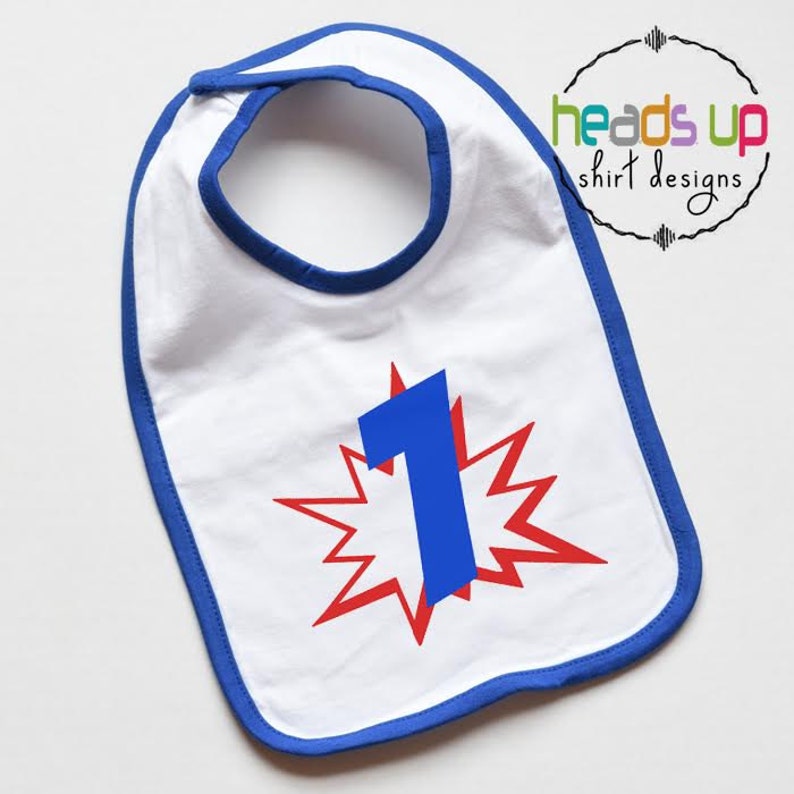 1st Birthday Bib Superhero - One Birthday Cake Smash Prop - Baby Boy ...