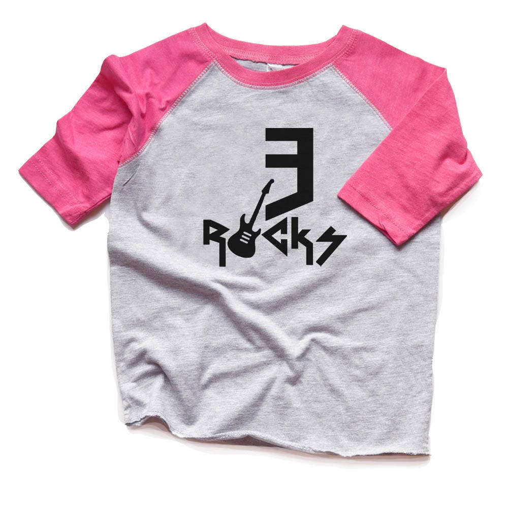 Three Rockstar Birthday Shirt Boy/girl Raglan 3 Rocks | Etsy