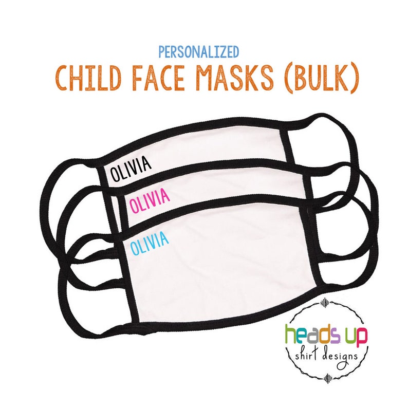 Face Mask Kids Bulk Personalized Masks Boy Girl Custom Name Initial ...