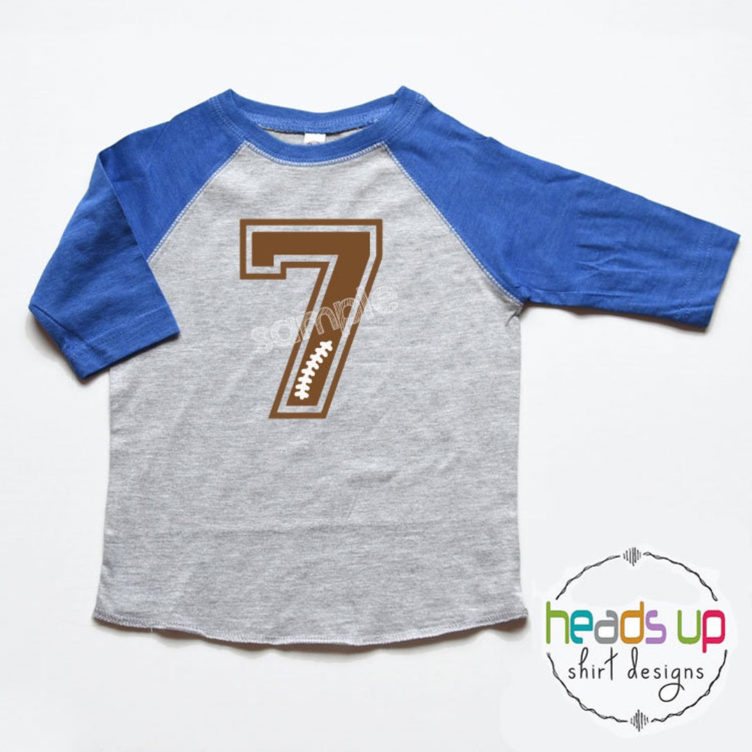 7 Football Number Raglan Shirt - 7th Birthday Football Number Tee Boy ...