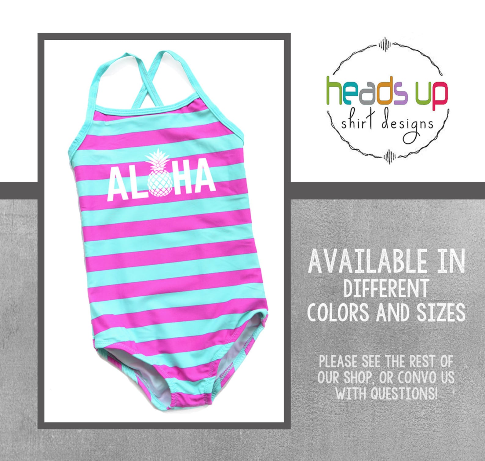 Aloha Girls Swimsuit Kids Toddler Girl Swim Party Swim Suit - Etsy