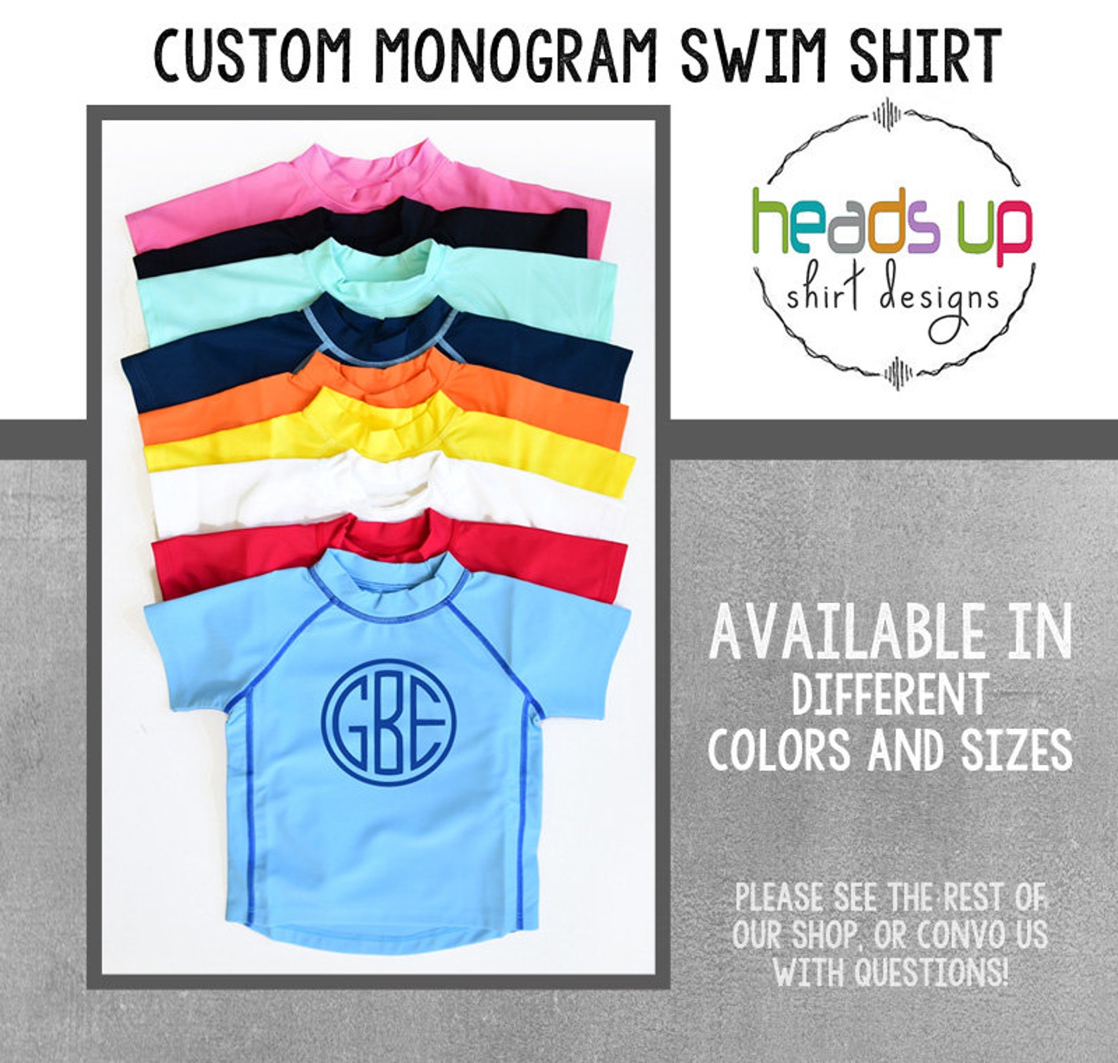 Kids Monogram Swim Shirt Boy/girl Toddler Baby Monogram - Etsy