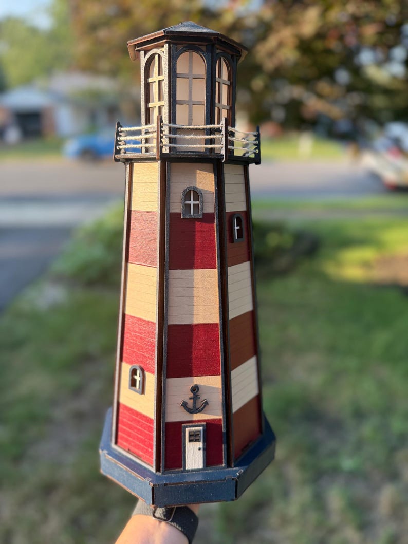 Handcrafted Wooden Light up Lighthouse Decor| Nautical Costal Accent ...