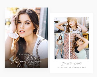 CANVA Graduation Invitation Template With Photo Card Editable Senior ...