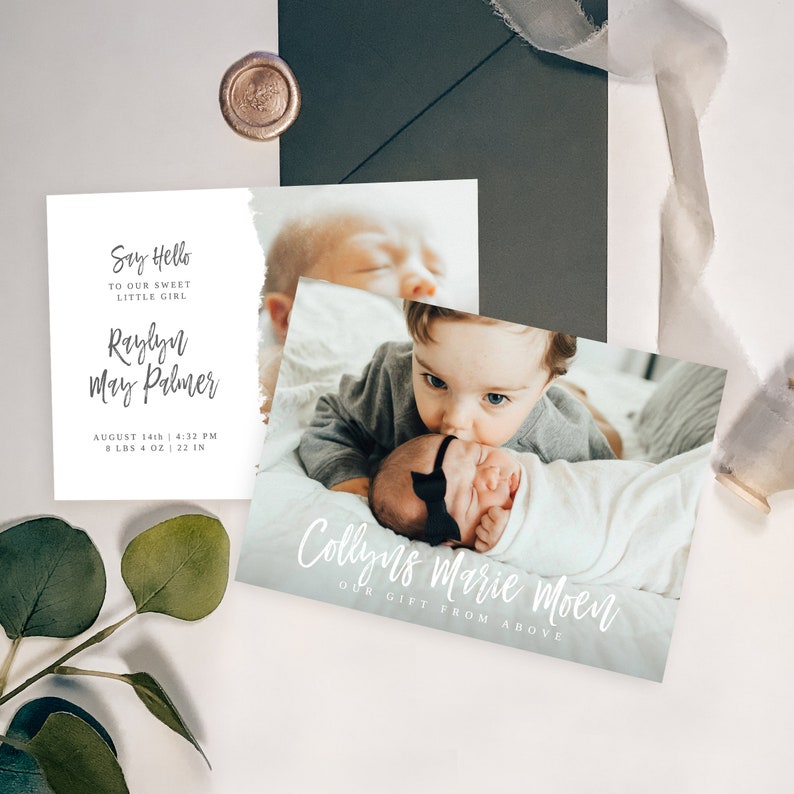 Baby Birth Announcement Template with Photo Printable Birth | Etsy