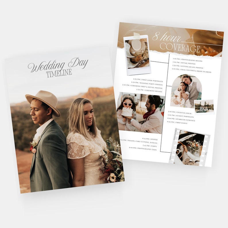 Sophia CANVA Photography Wedding Day Timeline Schedule - Etsy