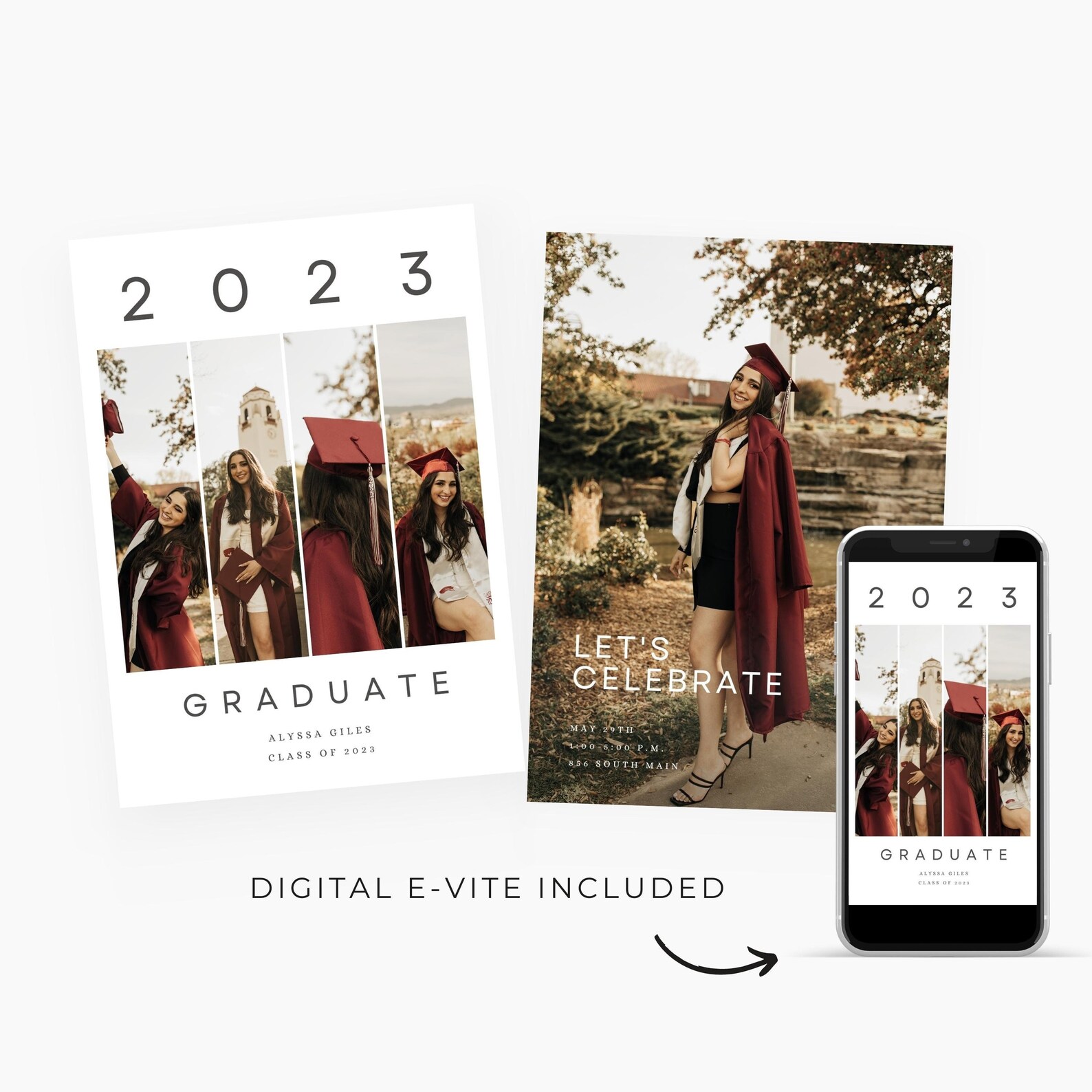 CANVA Graduation Invitation Template With Photo Card Printable - Etsy