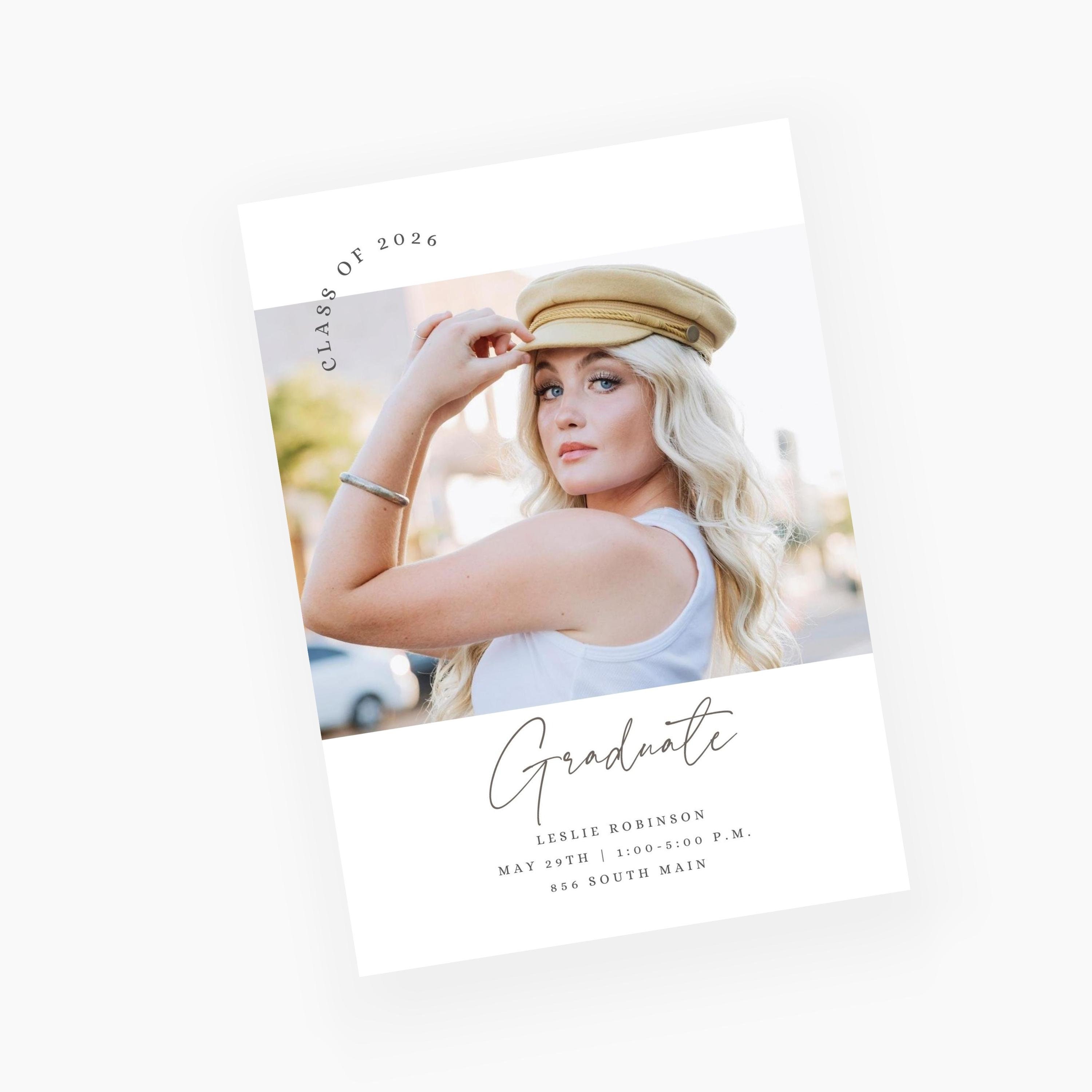 CANVA Graduation Invitation Template With Photo Card Editable | Etsy