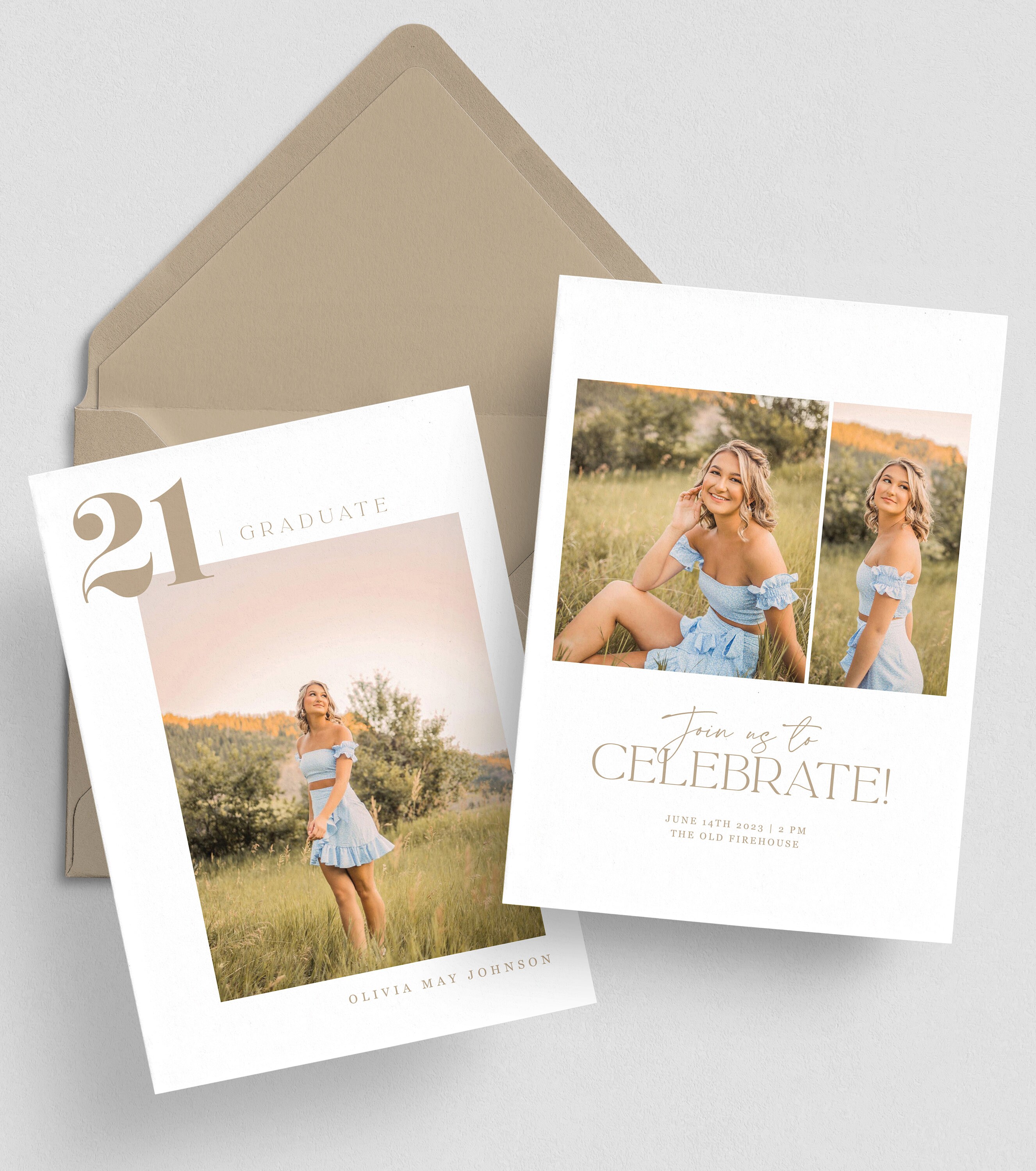 Graduation Invitation Template With Photo Card Photoshop - Etsy