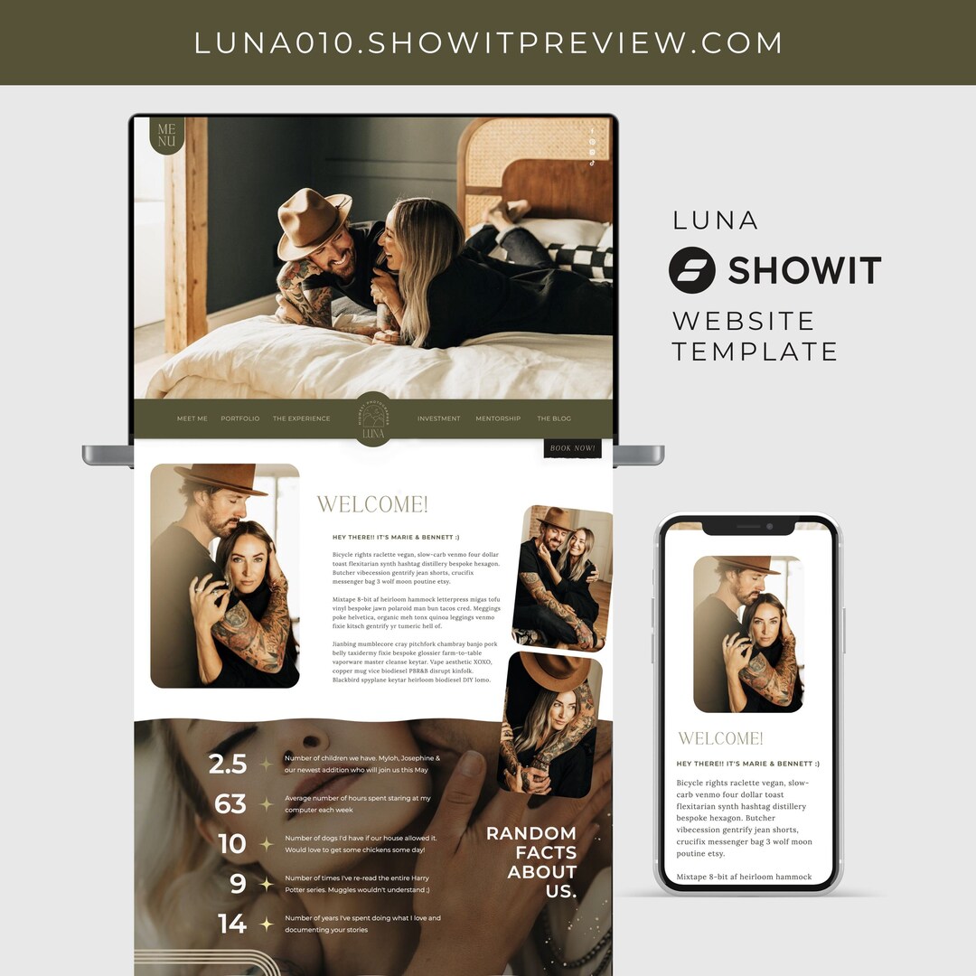 Luna SHOWIT Website Template Photographer Website Template - Etsy