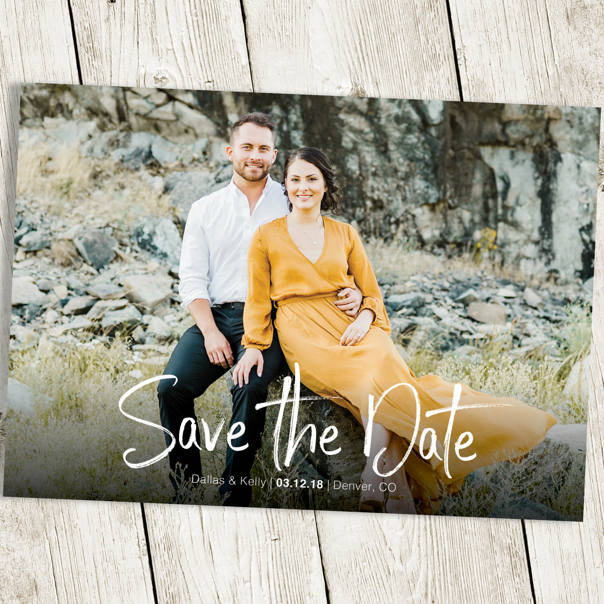 Save The Date Template With Photo Card Photoshop Template Etsy España