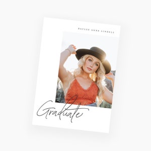 CANVA Graduation Invitation Template With Photo Card Editable Senior ...