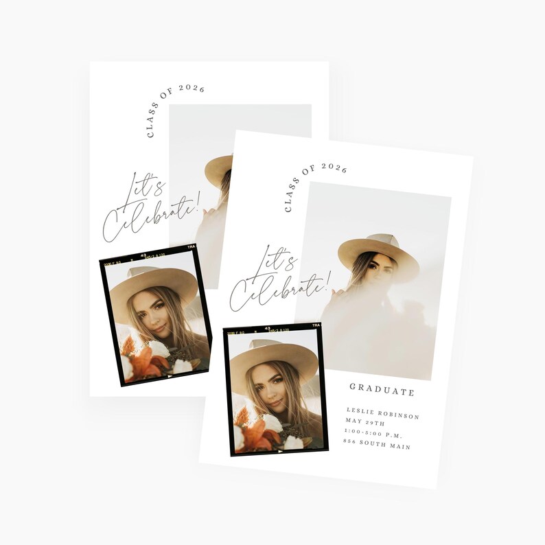 CANVA Graduation Invitation Template With Photo Card Editable - Etsy