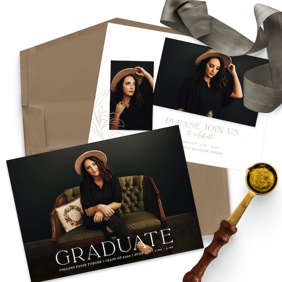Graduation Invitation Template With Photo Card Photoshop - Etsy