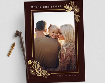 Canva Christmas Card With Photo Template Printable Xmas Card Photo ...