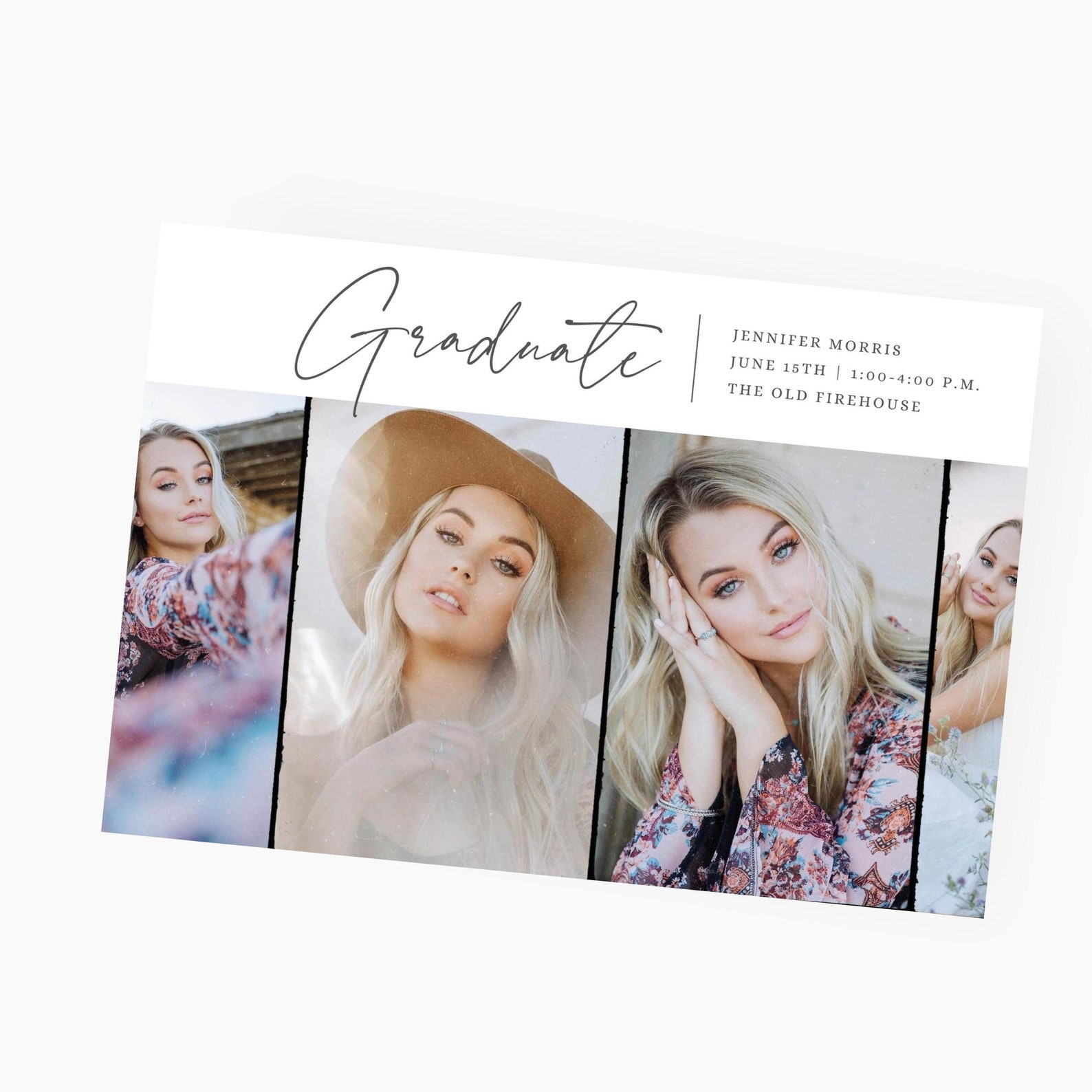 CANVA Graduation Invitation Template With Photo Card Editable Senior ...