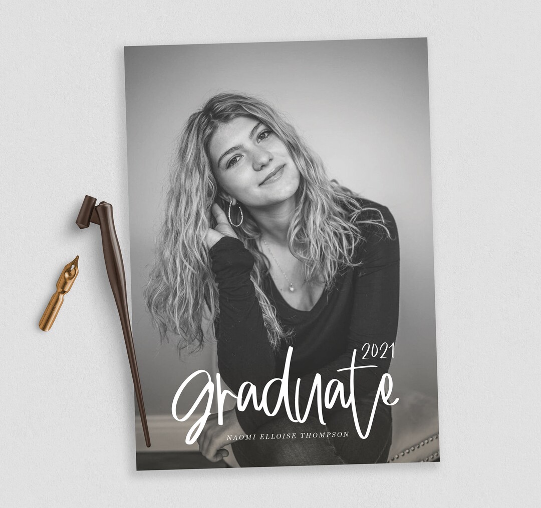 Graduation Invitation Template With Photo Card Photoshop Template ...