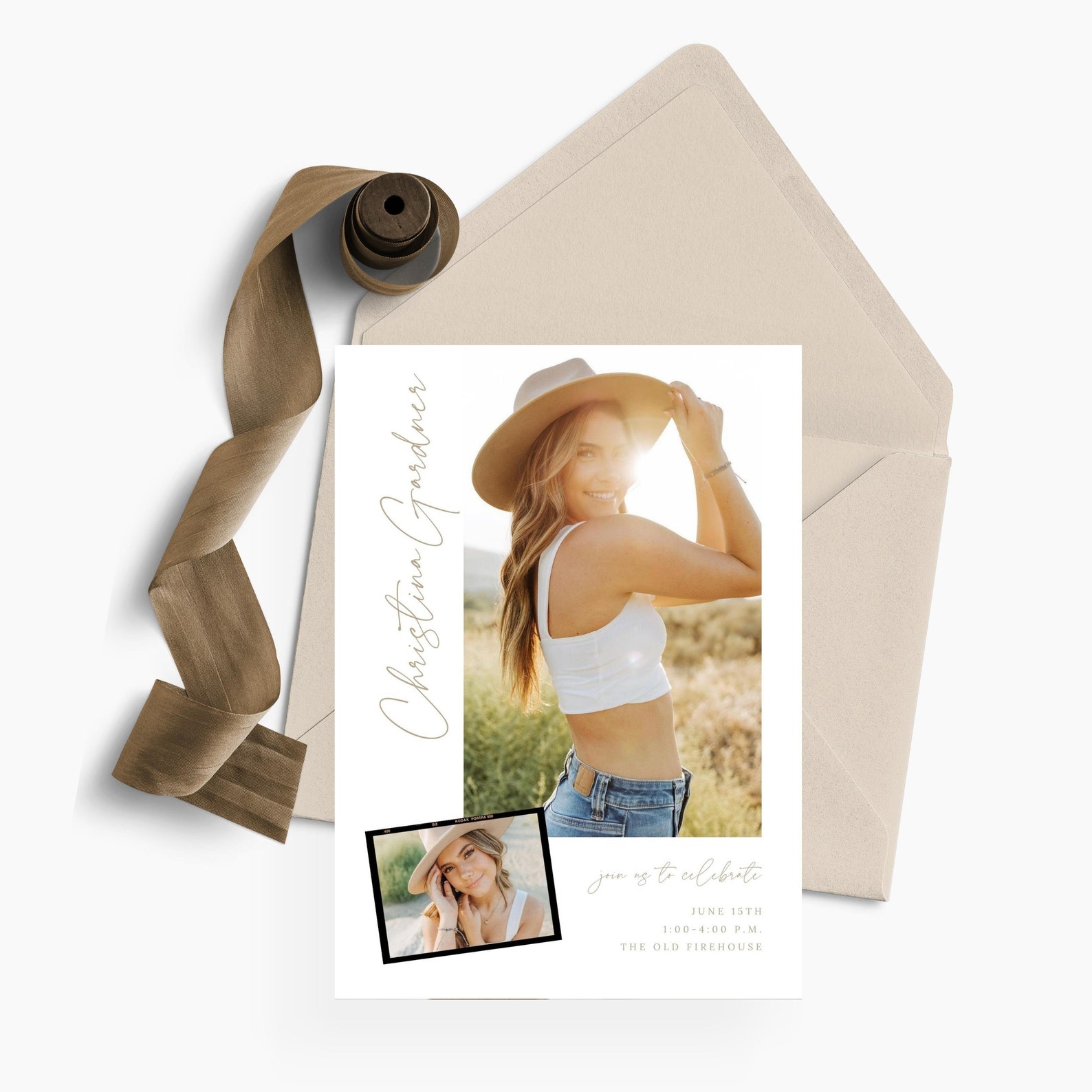 CANVA Graduation Invitation Template With Photo Card Editable - Etsy