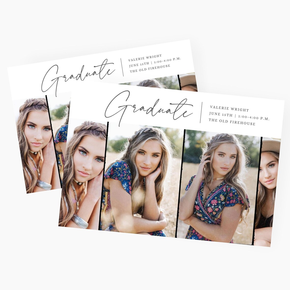 CANVA Graduation Invitation Template With Photo Card Editable Senior ...