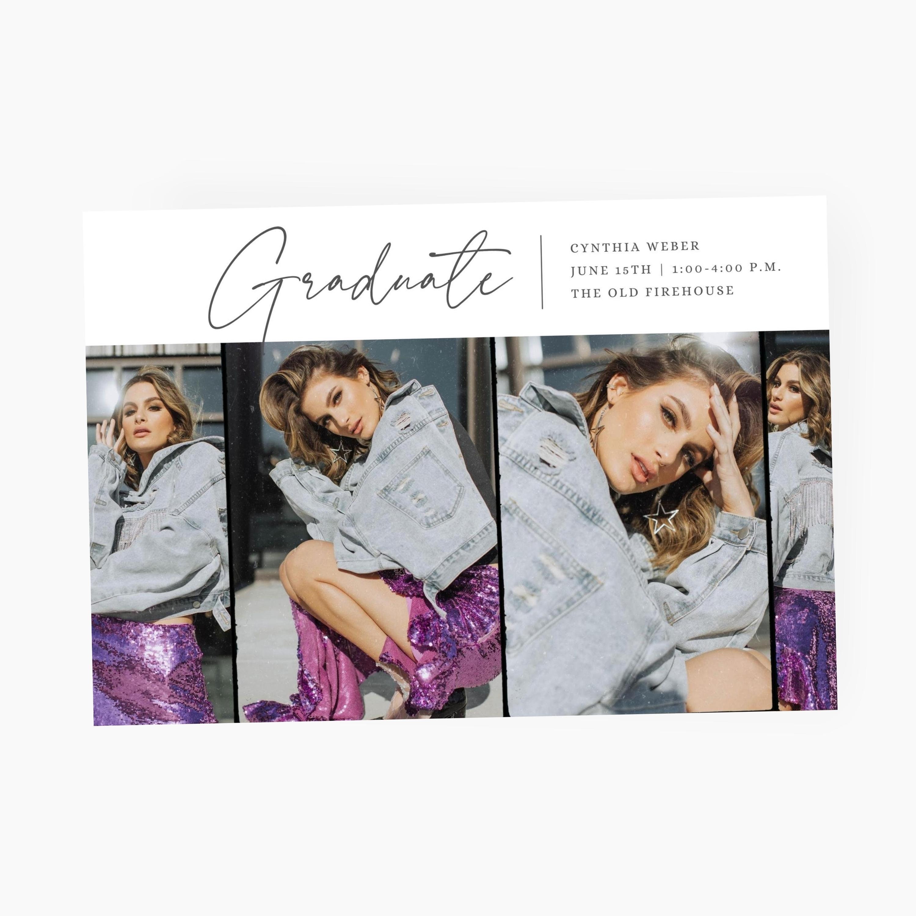 CANVA Graduation Invitation Template With Photo Card Editable - Etsy