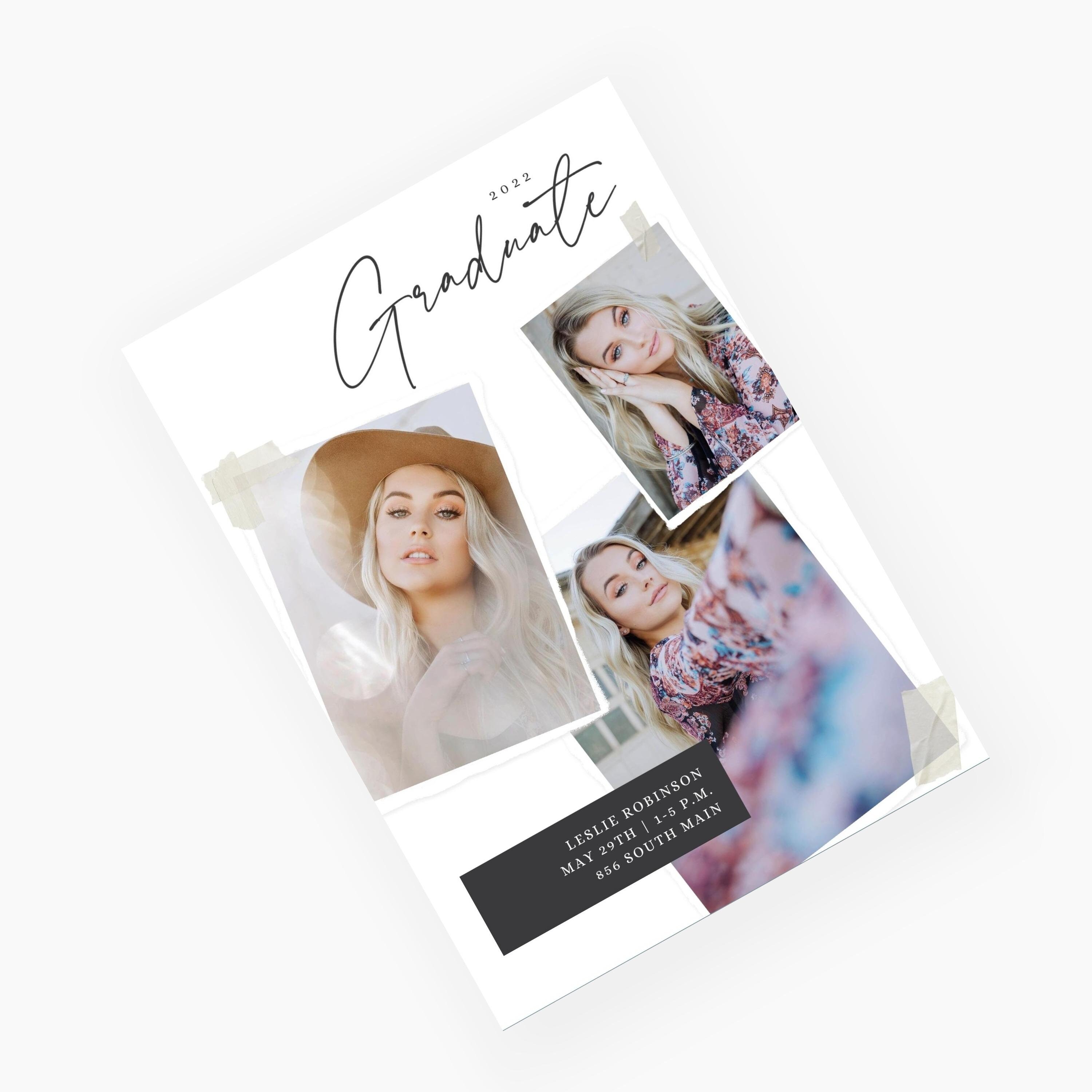 CANVA Graduation Invitation Template With Photo Card Editable - Etsy