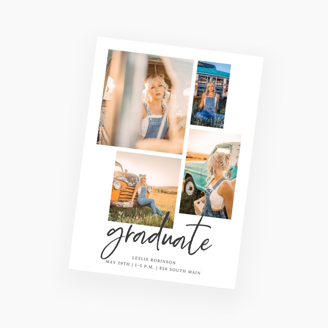 CANVA Graduation Invitation Template With Photo Card Editable Senior ...