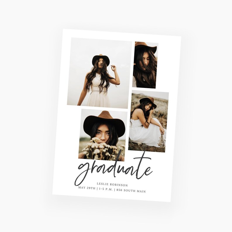CANVA Graduation Invitation Template With Photo Card Editable - Etsy
