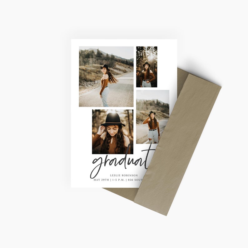 CANVA Graduation Invitation Template With Photo Card Editable - Etsy