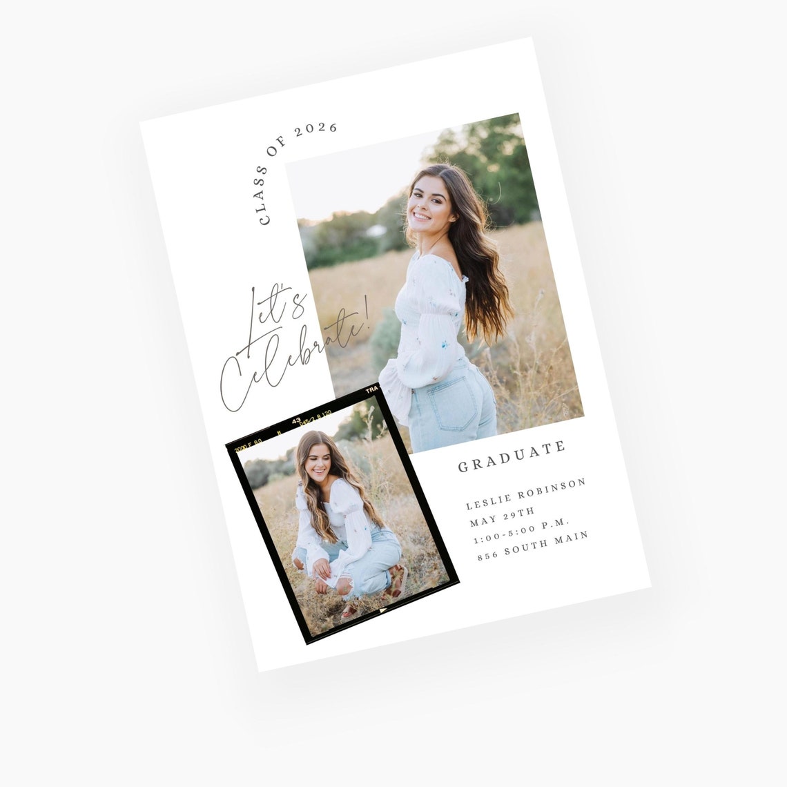 CANVA Graduation Invitation Template With Photo Card Editable - Etsy