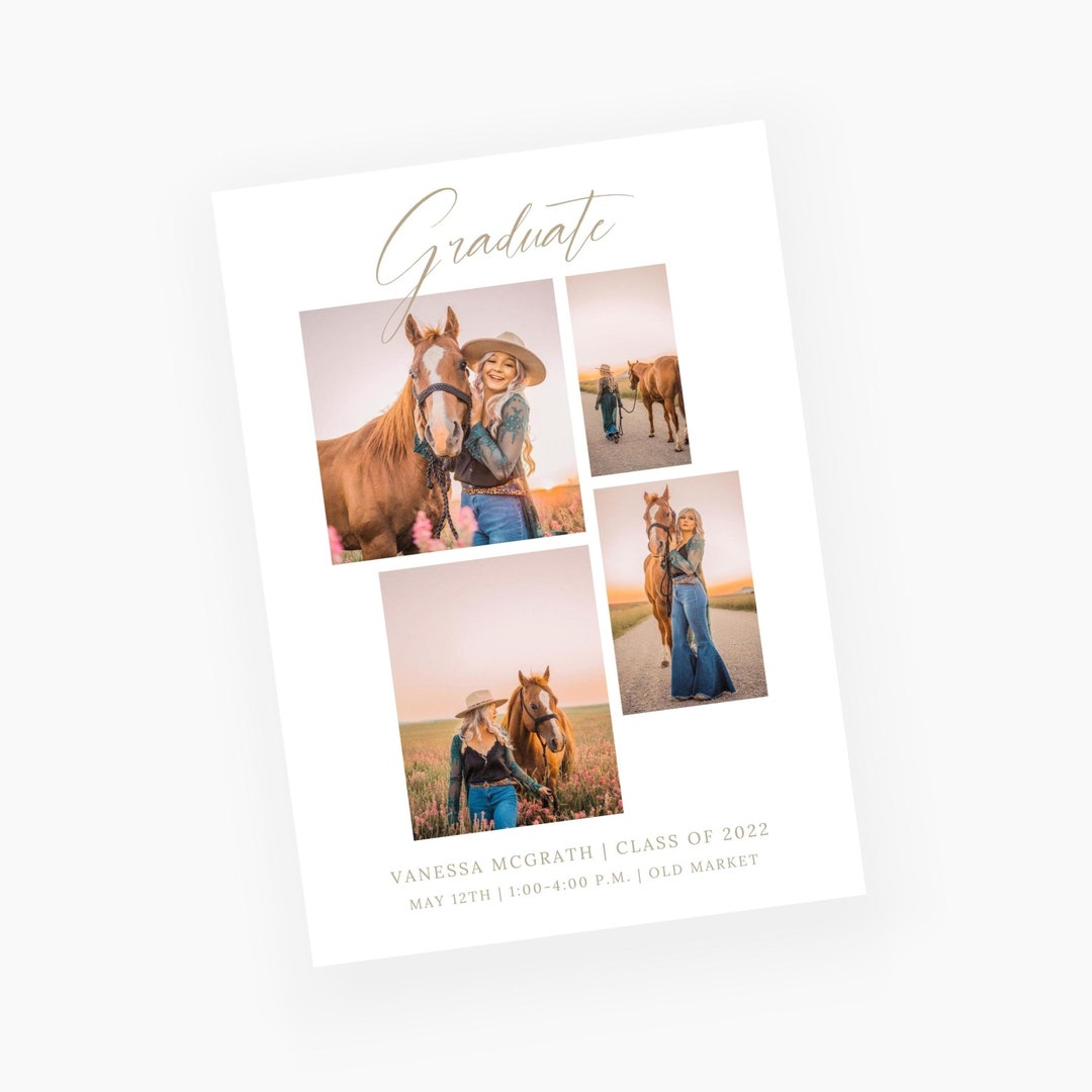 CANVA Graduation Invitation Template With Photo Card Editable Senior ...