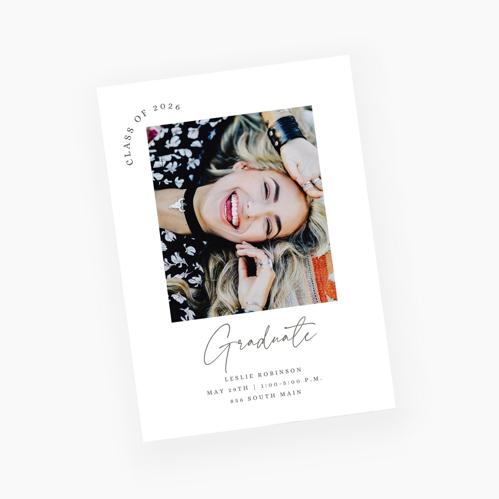 CANVA Graduation Invitation Template With Photo Card Editable Senior ...