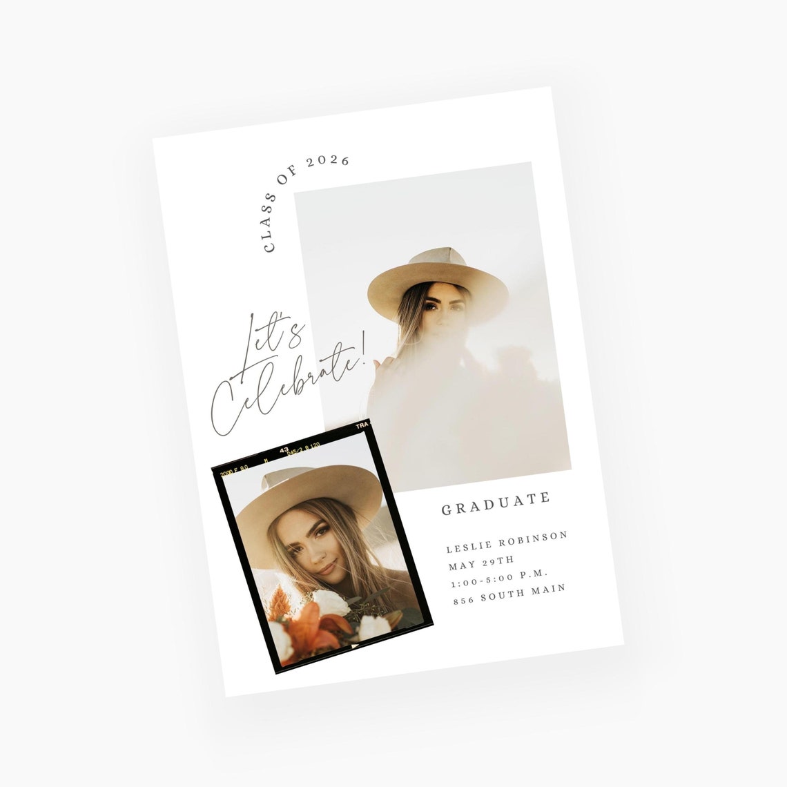 CANVA Graduation Invitation Template With Photo Card Editable - Etsy