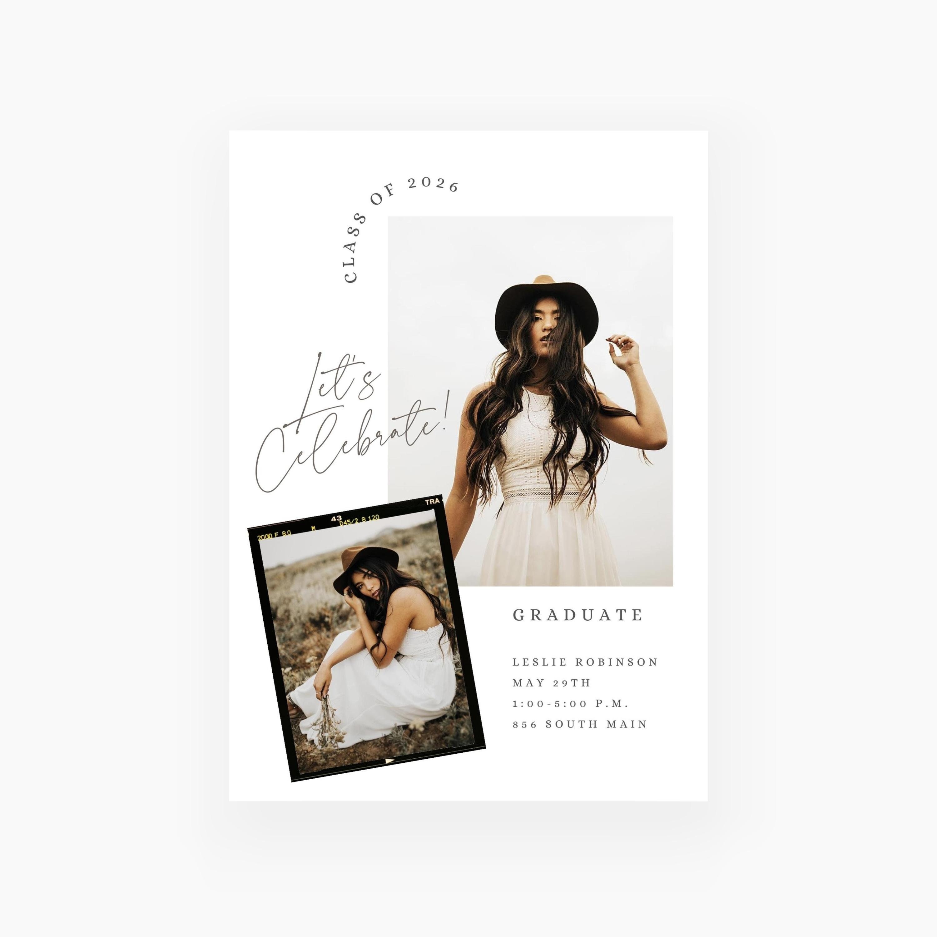 CANVA Graduation Invitation Template With Photo Card Editable - Etsy