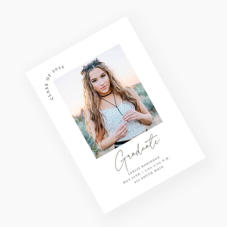 CANVA Graduation Invitation Template With Photo Card Editable - Etsy
