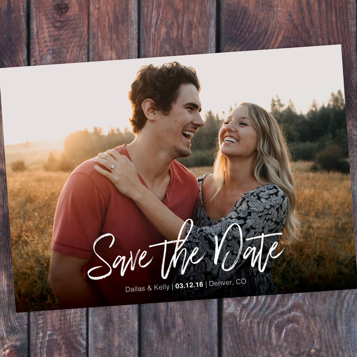 Save the Date Template with Photo Card Photoshop Template | Etsy