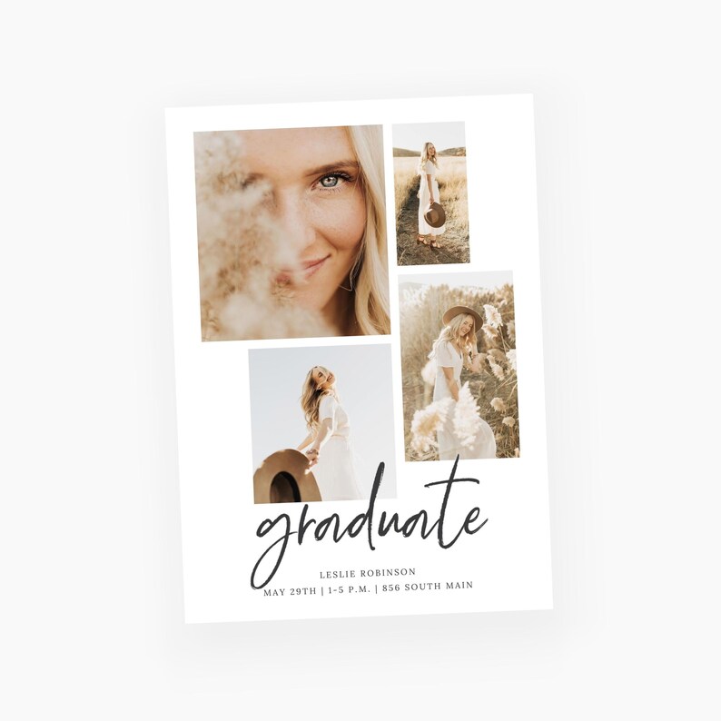 CANVA Graduation Invitation Template With Photo Card Editable - Etsy