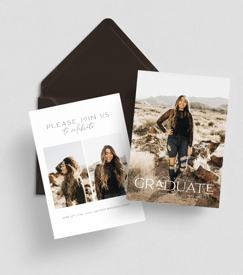 Graduation Invitation Template With Photo Card Photoshop - Etsy