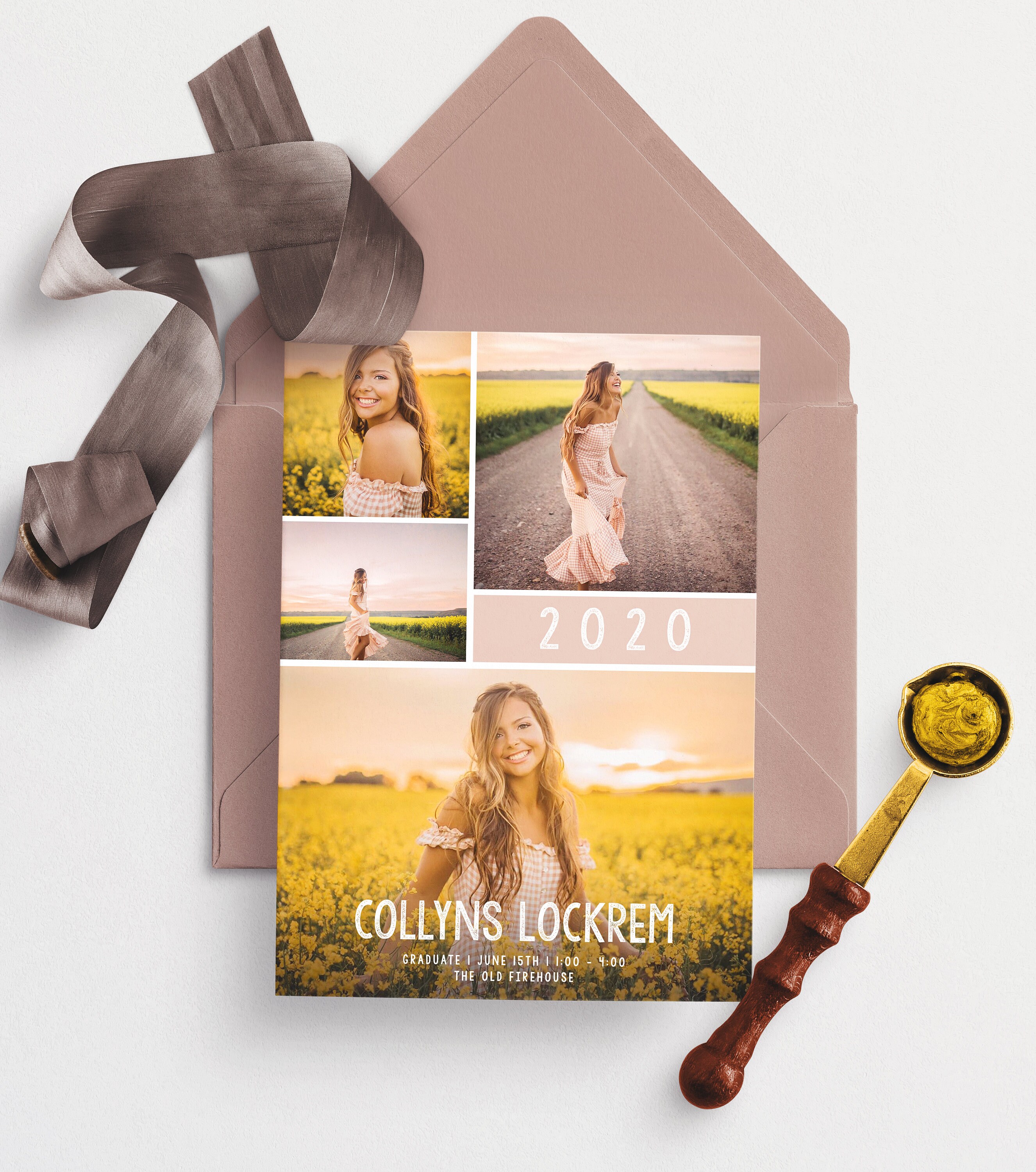 Graduation Invitation Template With Photo Card Photoshop Template ...