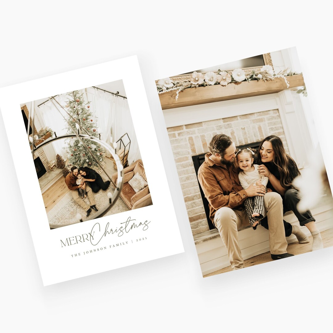 Canva Christmas Card With Photo Template Printable Xmas Card Photo ...