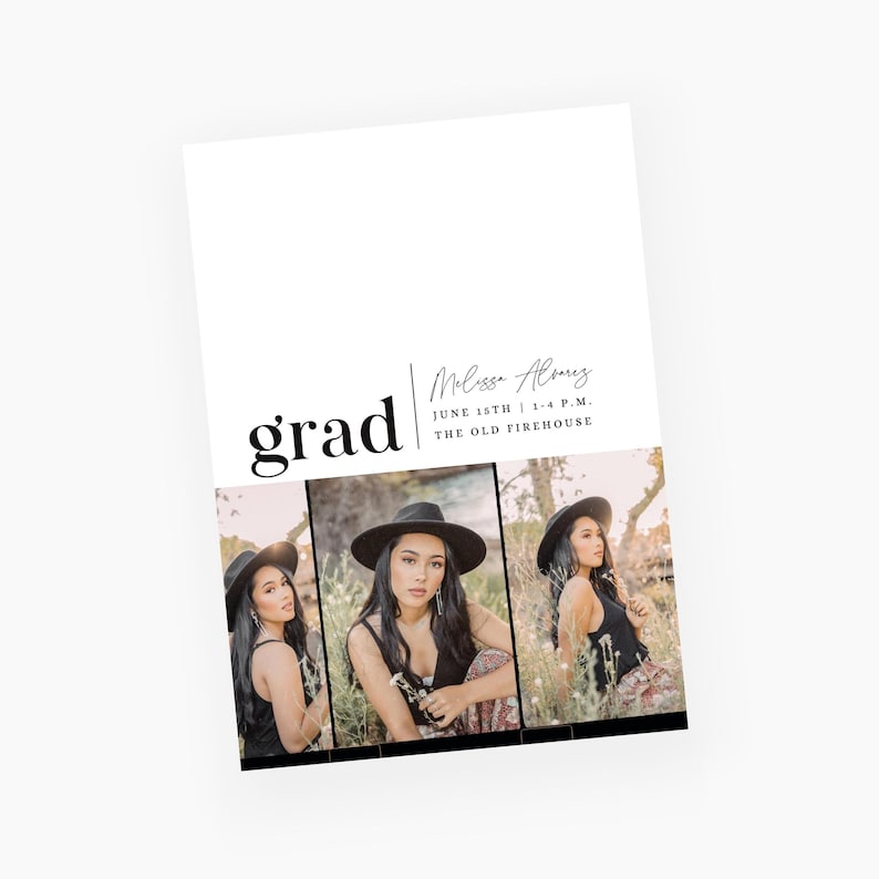 CANVA Graduation Invitation Template With Photo Card Editable Senior ...