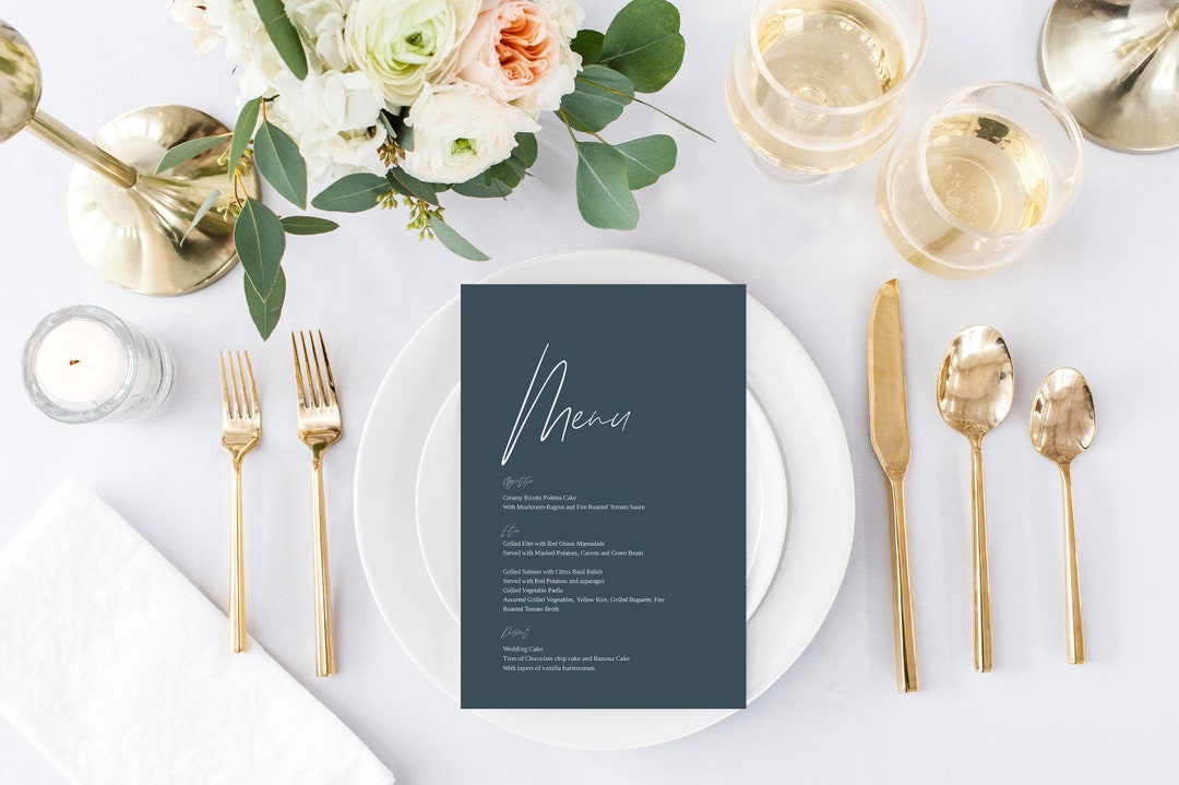 Wedding Dinner Menu Formal Dinner Menu INSTANT DOWNLOAD Slate - Etsy