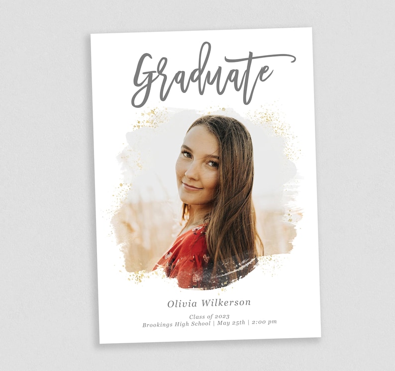 Graduation Invitation Template With Photo Card Photoshop - Etsy