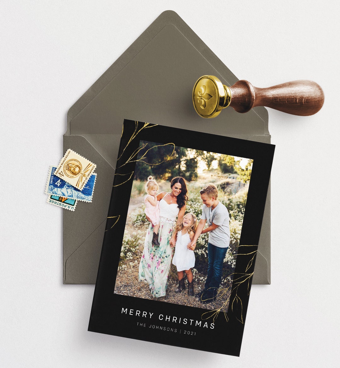 Christmas Card With Photo Template Printable Xmas Card Photo Holiday ...