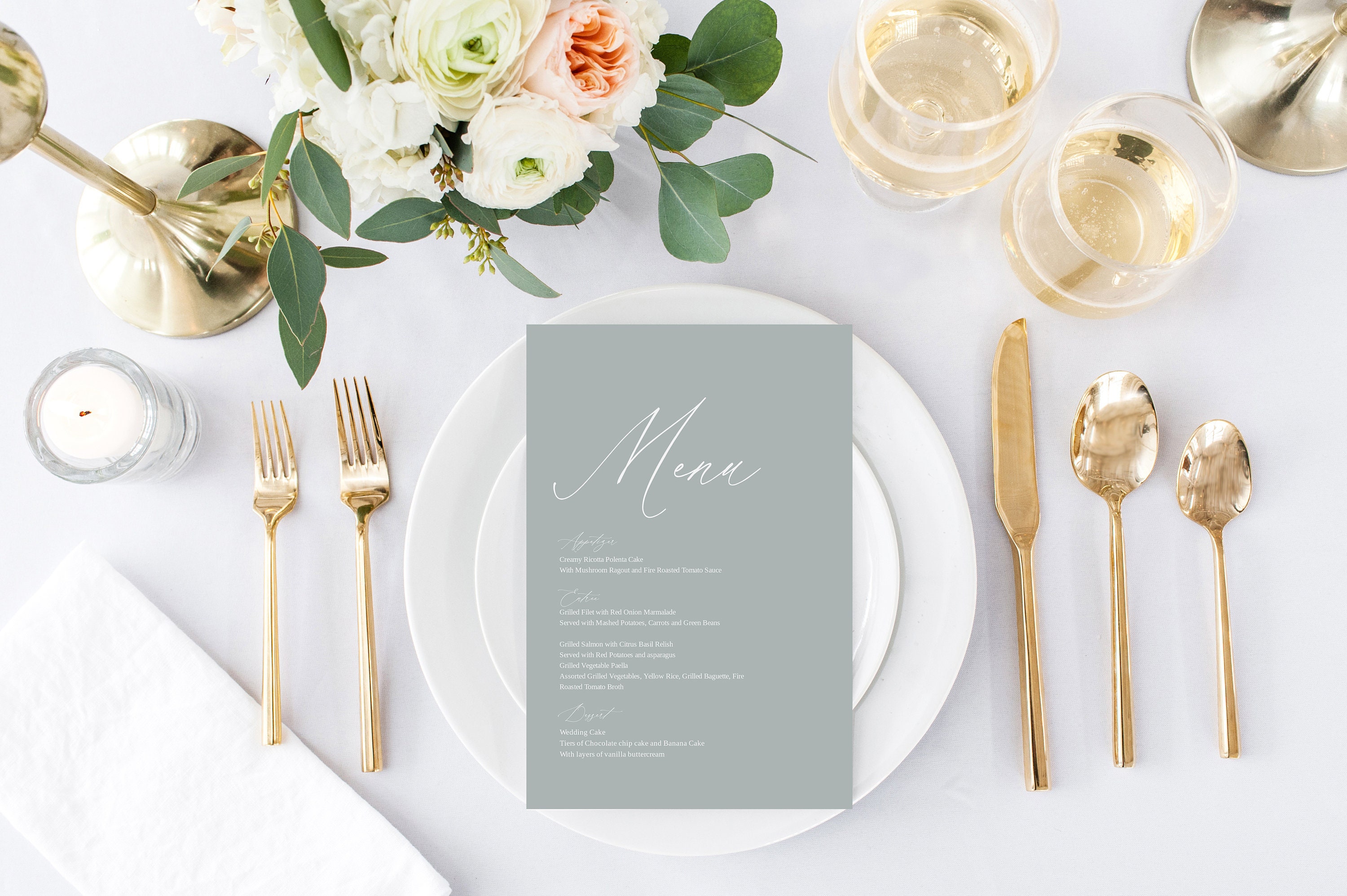 Wedding Dinner Menu Formal Dinner Menu INSTANT DOWNLOAD Sage | Etsy